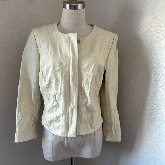 Valette | Jackets & Coats | Valette Lamb Leather Moto Jacket In Ivory ...